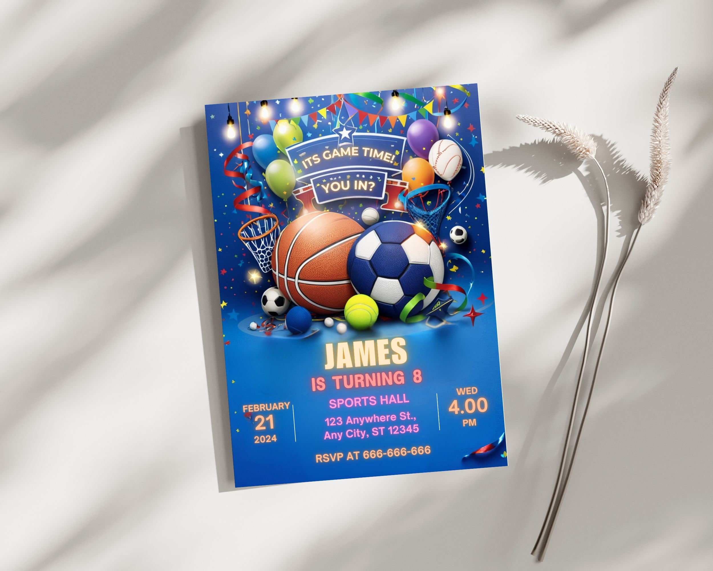 Neon Sports Invitation Template: All-star Theme (digital Download) - Etsy