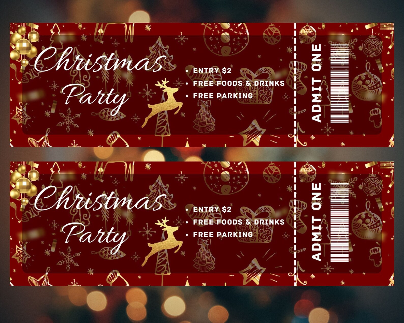Editable Christmas Party Ticket Template (digital Download) - Etsy