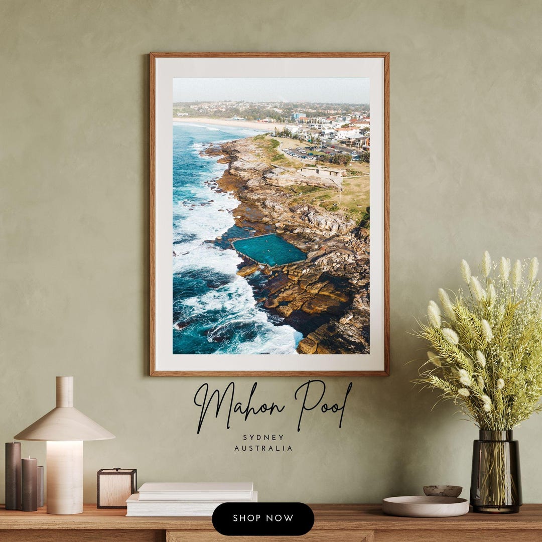 Mahon Pool Digital Download Wallart Australia Beaches Sydney Birds Eye ...