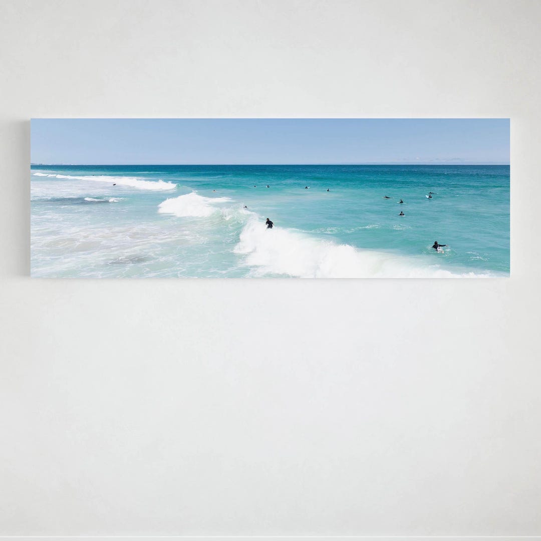 Panoramic Surfer Art Minimalist Beach Canvas Wall Art Ocean Photography ...
