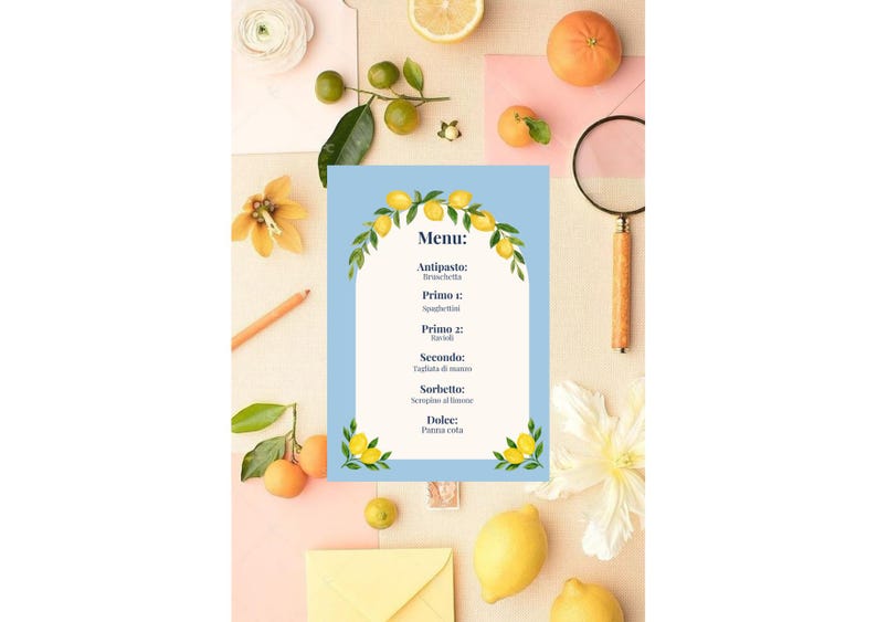 Lemon Italian Menu Template – A5 Printable Canva Editable | Rustic ...