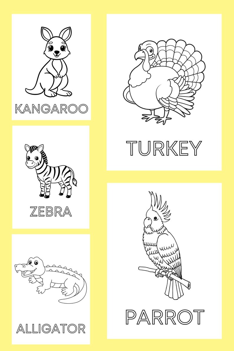 Animal Coloring Book | 50 Simple Animal Pages With Names | Perfect for ...