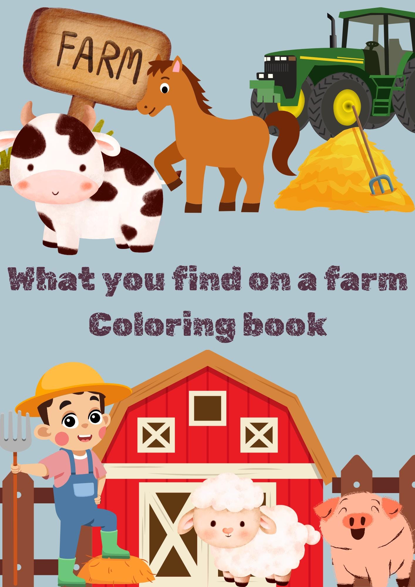 Farm Animals Coloring Book | 25 Fun Pages | Simple to Medium Coloring ...