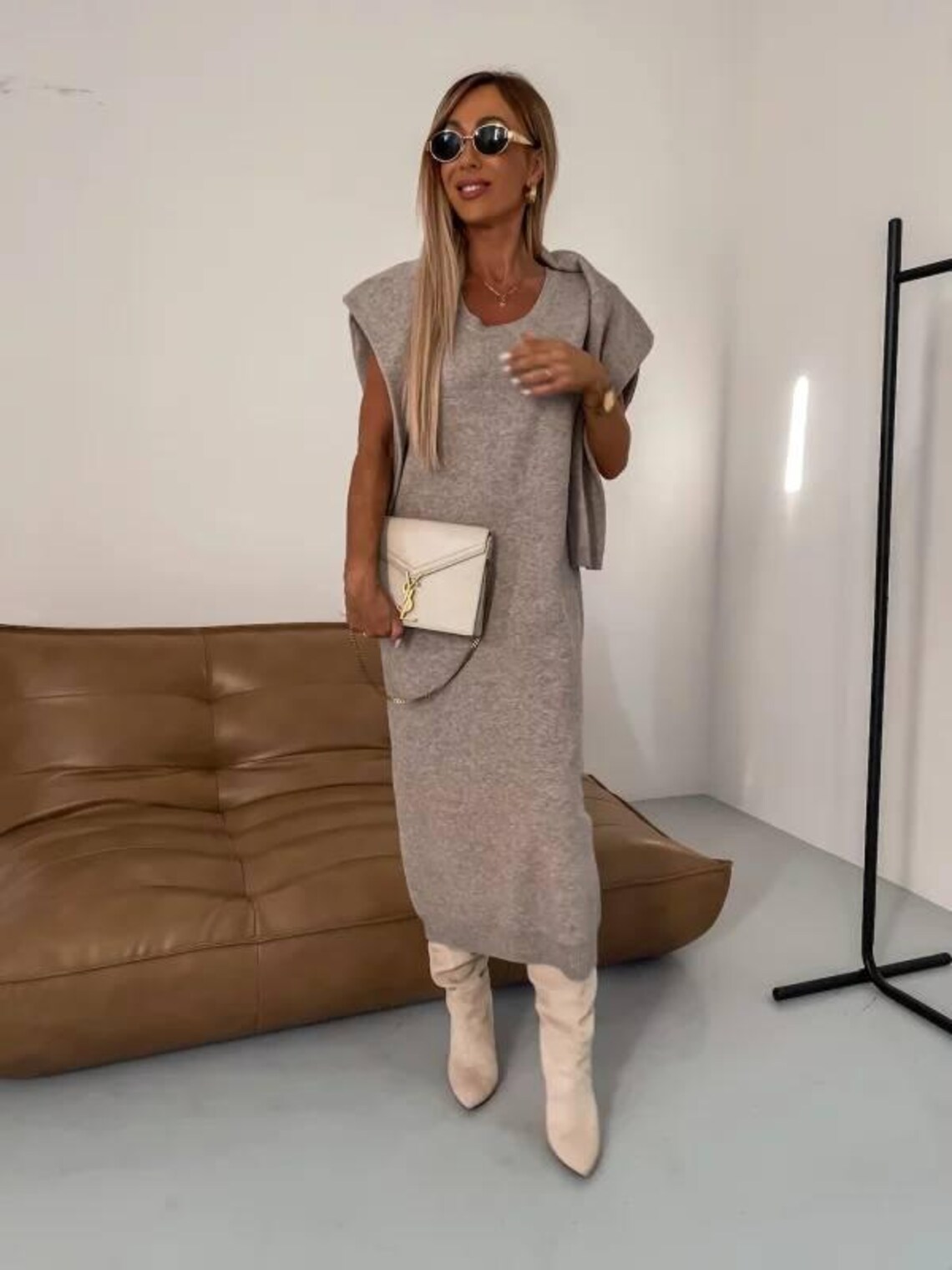Cozy Angora Knit Suit for Women – 2 Piece Sweater and Dress, Warm ...