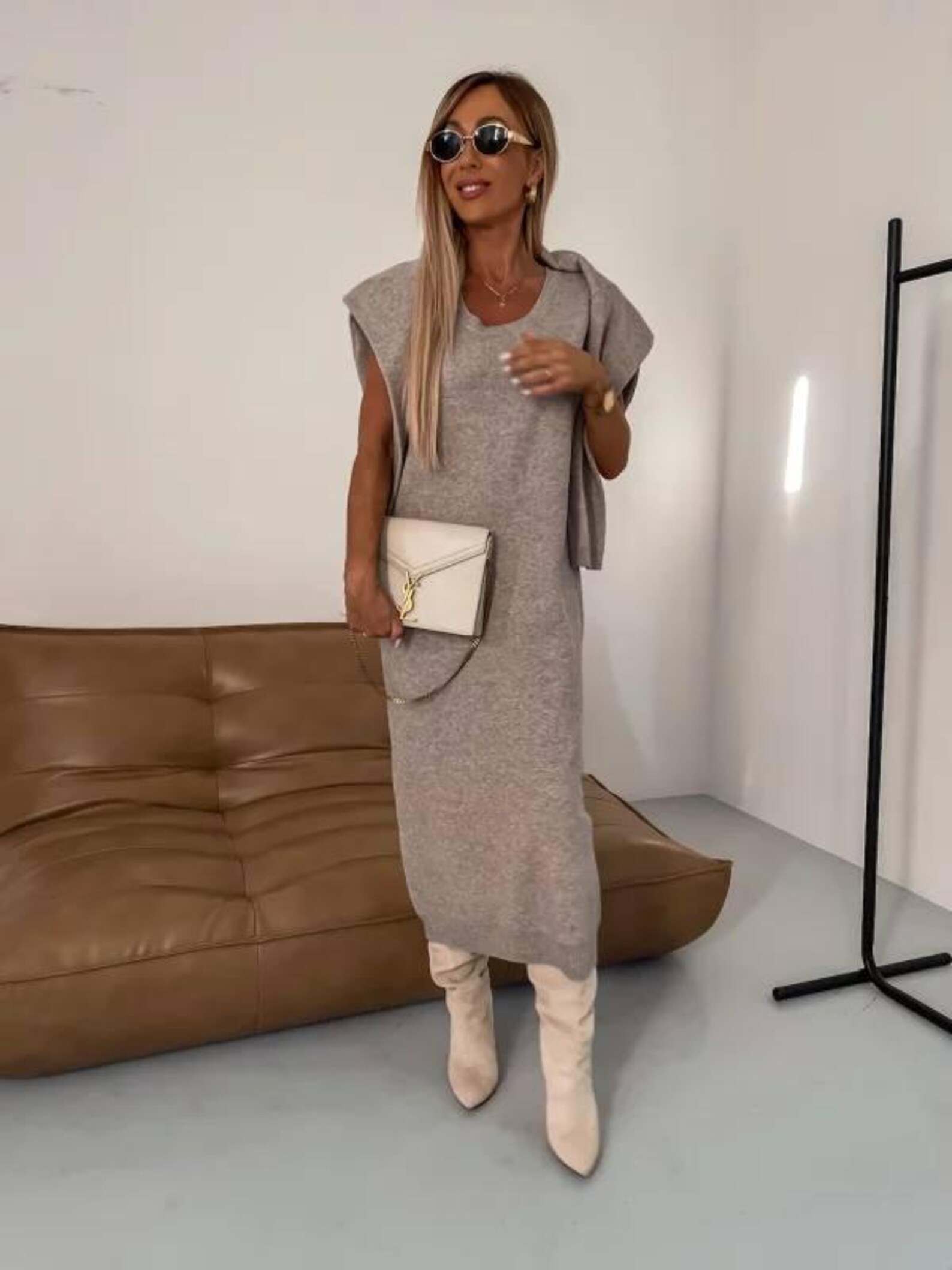Cozy Angora Knit Suit for Women – 2 Piece Sweater and Dress, Warm ...