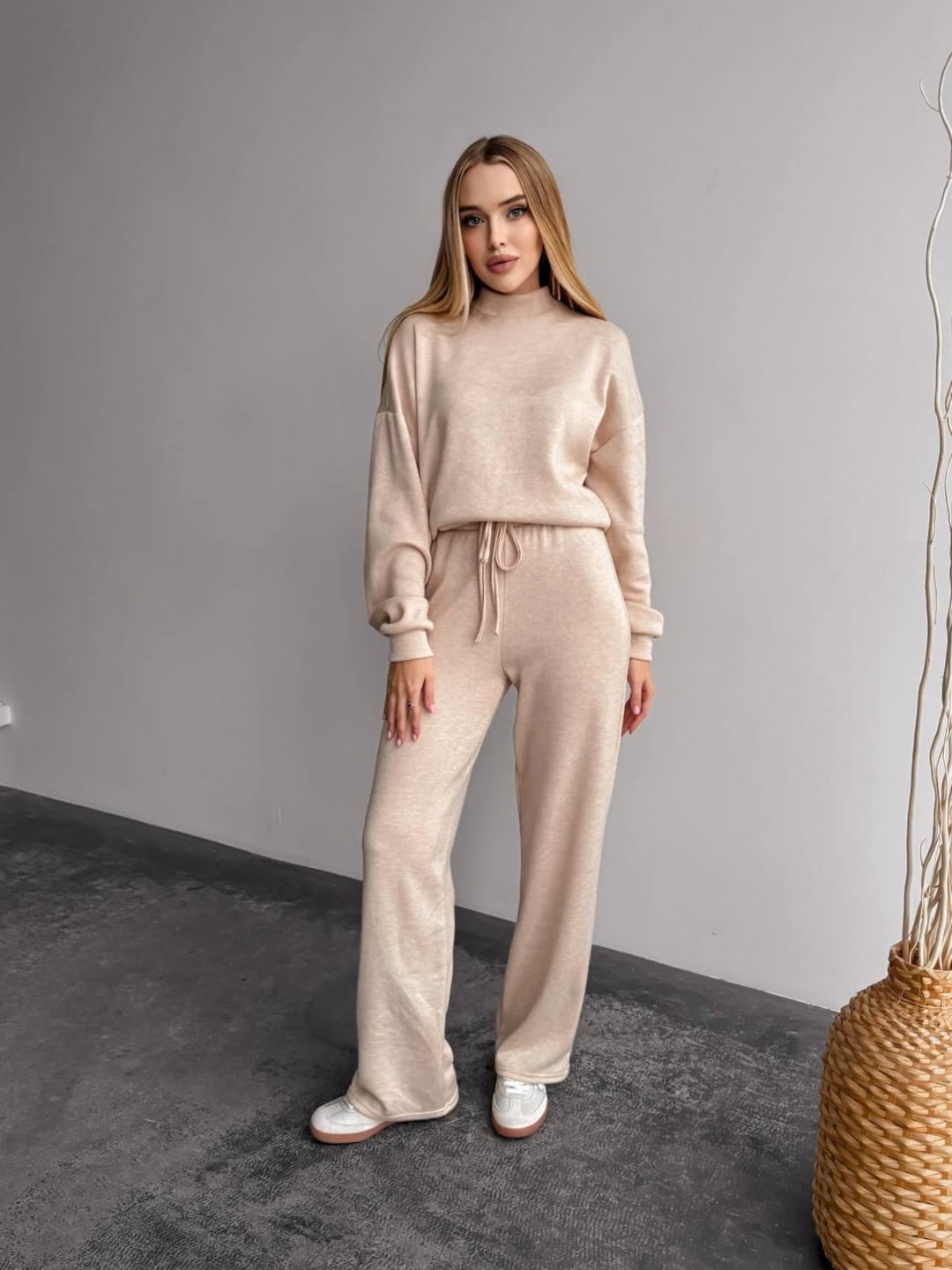 Cozy Women Knit Suit Top and High-waist Flare Pants Warm Angora Knit ...