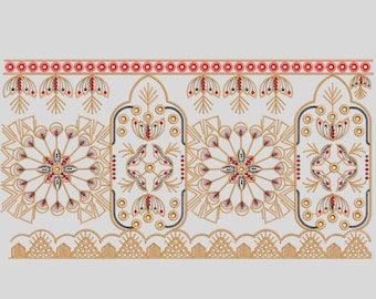 Geometric Embroidery Border Design | Panel & Motif Pattern (digital ...