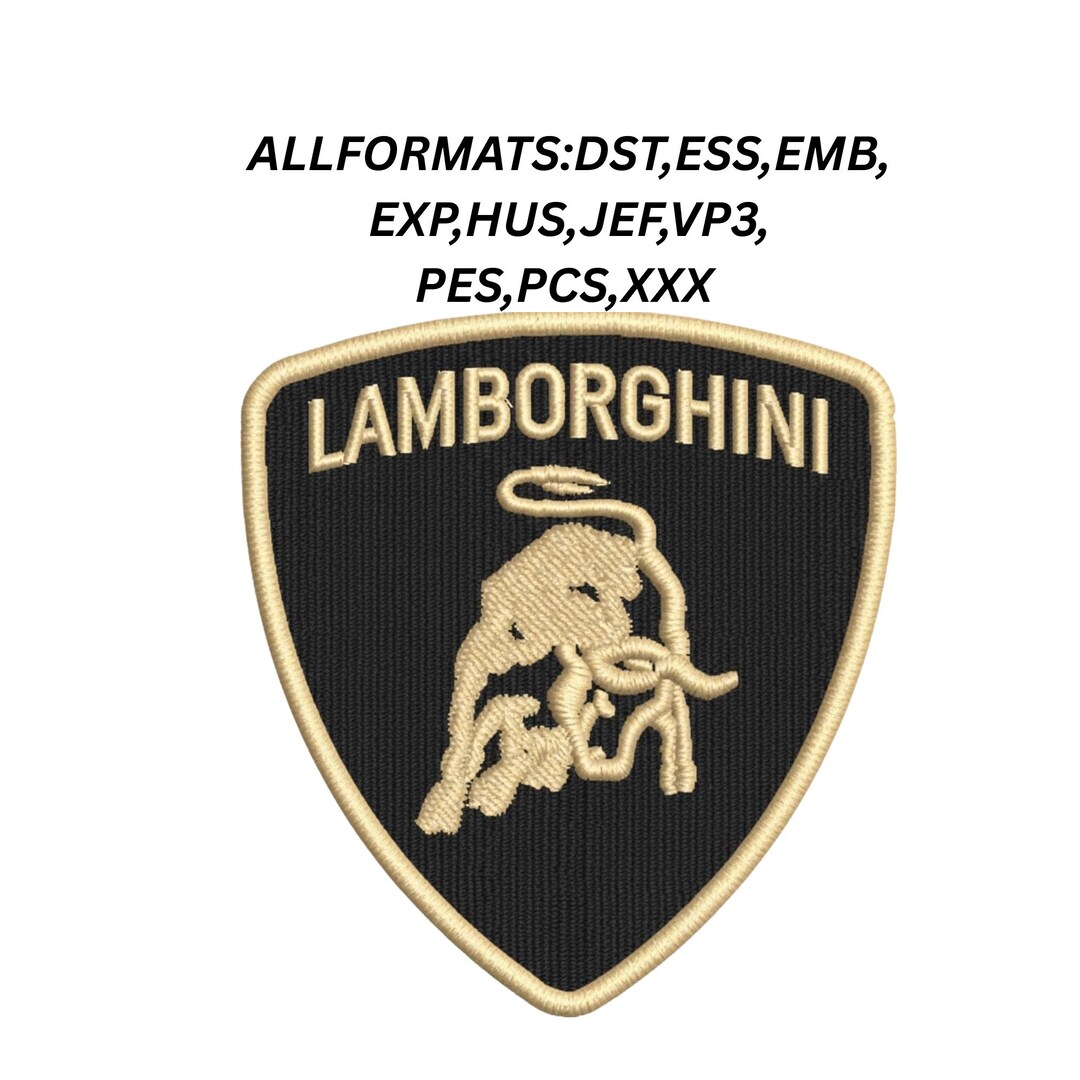 Lamborghini Logo Embroidery Design File - Car Brand Crest Patch Digital ...