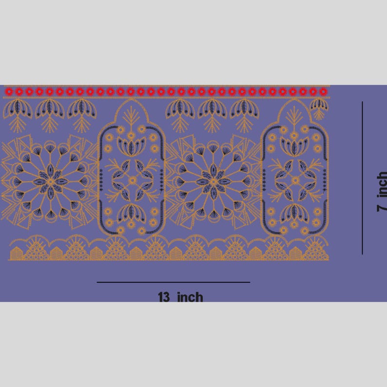 Geometric Embroidery Border Design | Panel & Motif Pattern (digital ...