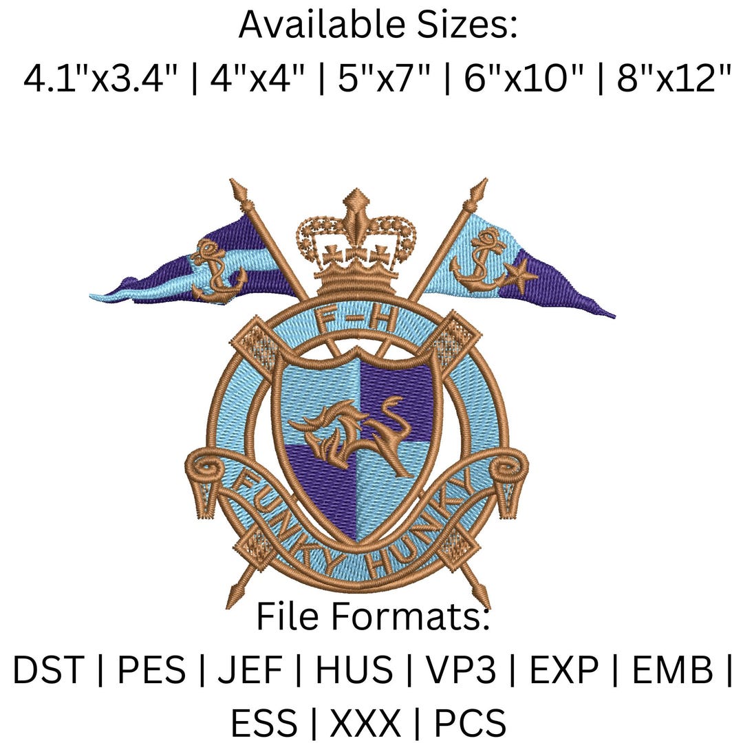 Royal Navy Crest Embroidery Design | 4x4 5x7 6x10 8x12 Hoop Sizes | DST ...