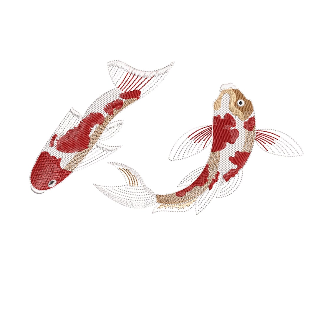 Koi Fish Embroidery Design | Japanese Fish Machine Embroidery Pattern ...