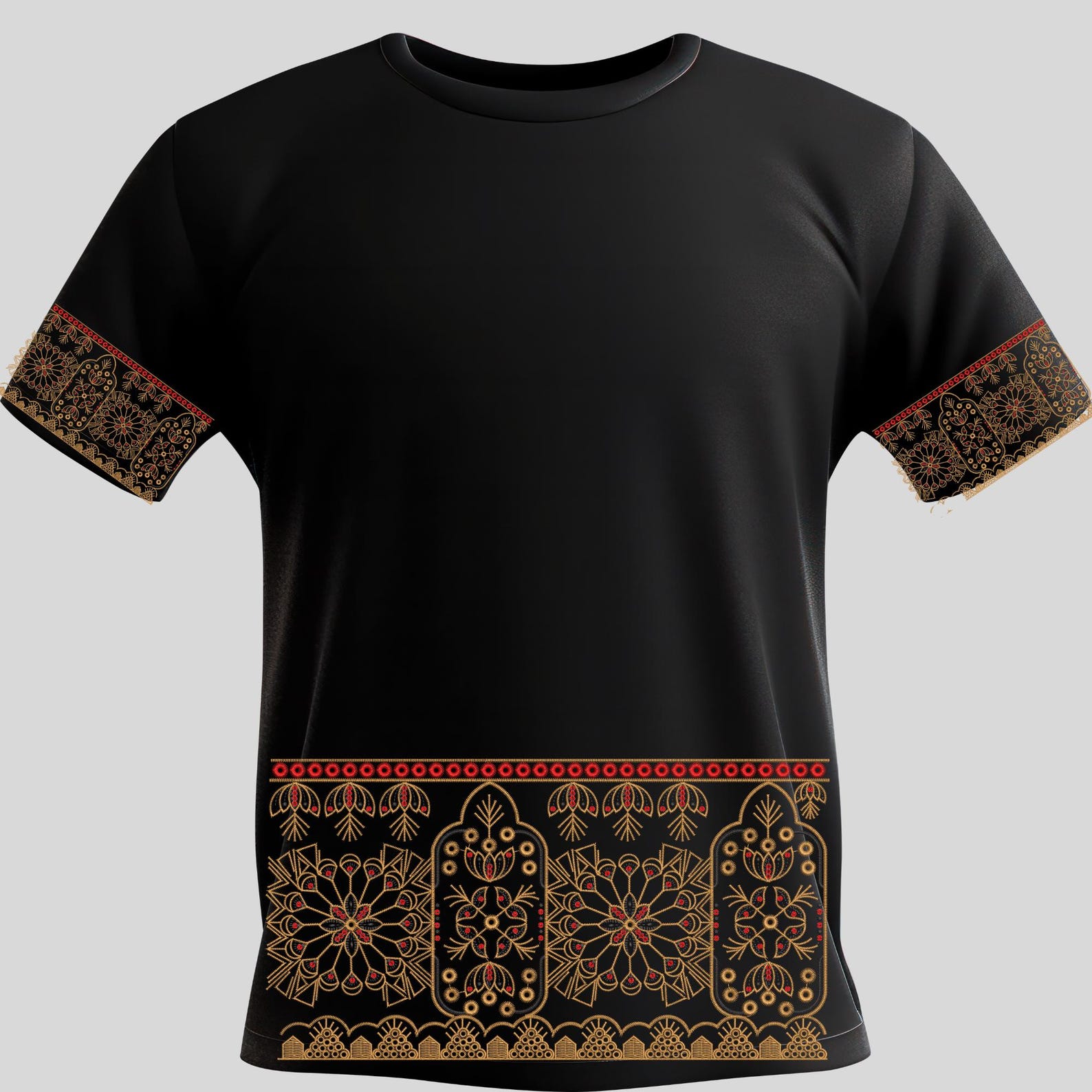 Geometric Embroidery Border Design | Panel & Motif Pattern (digital ...