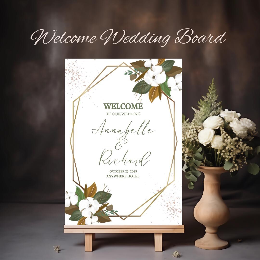 Bohemian Wedding Welcome Sign Template, Welcome Wedding Board, Editable ...