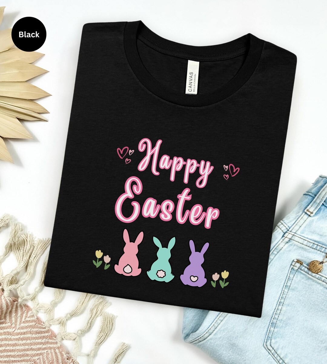 Happy Bunny Easter Shirt, Spring Bunny Tee, Easter Day Tee,cute Easter ...