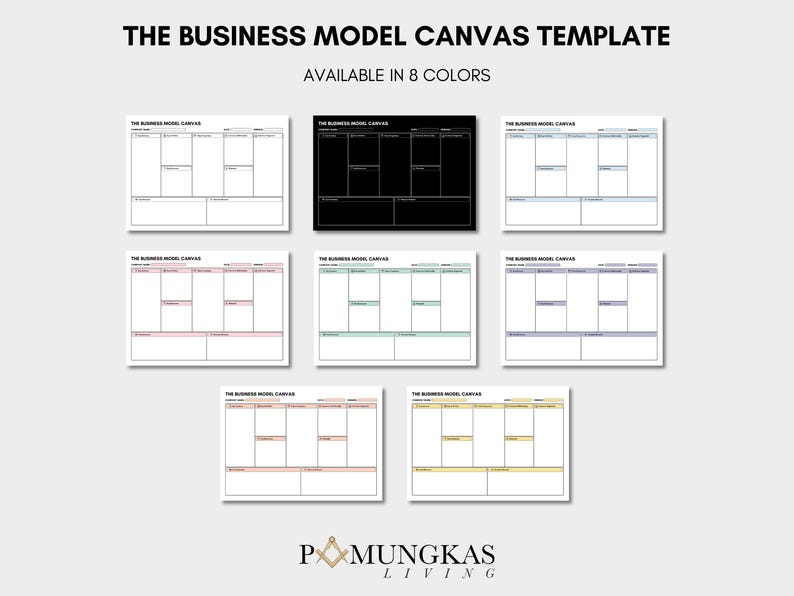 Business Model Canvas Template Printable & Fillable PDF 8 Pages ...