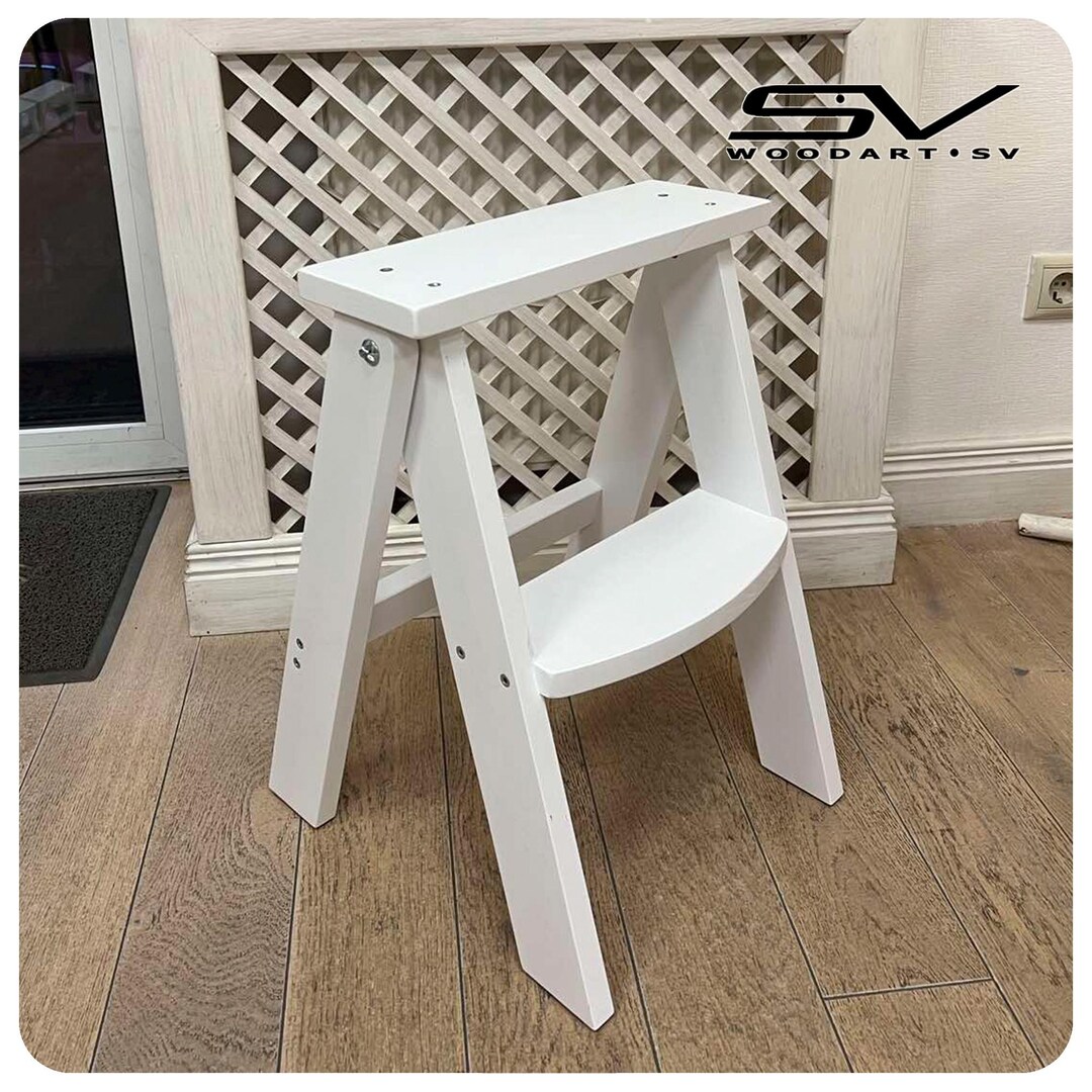 Kitchen Ladder 52 Cm Folding Ladder Handmade Wood Step Ladder Made of ...