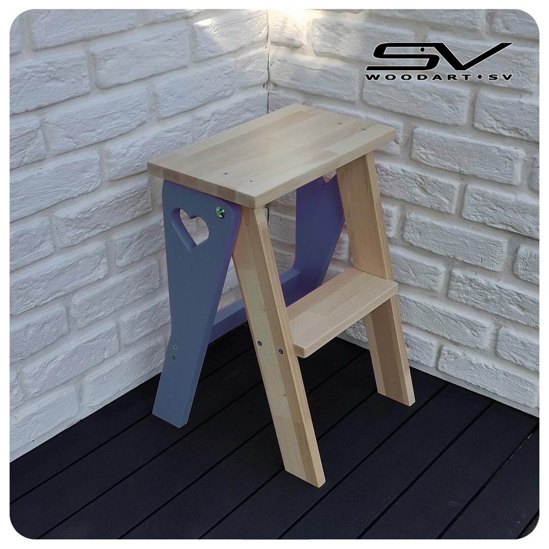 Wooden Step Ladder, Children's Stool, Step Stool 52 Cm, Folding Step ...