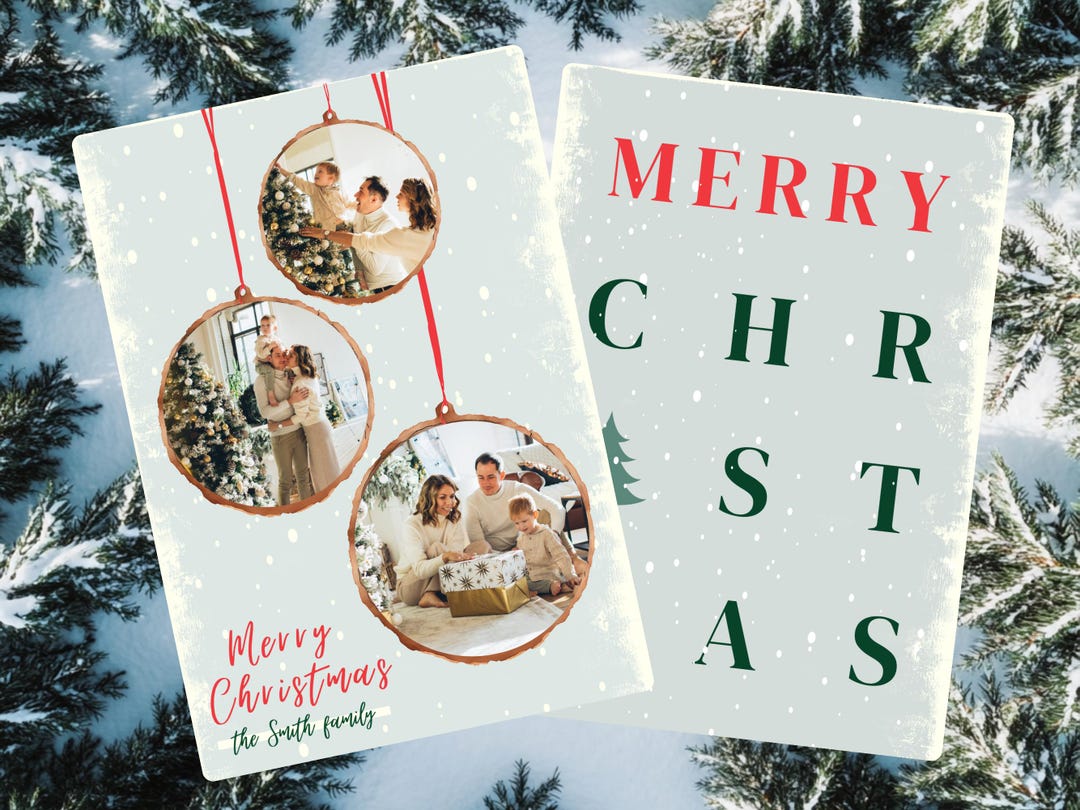 Stylized Christmas Card Canva Template, Photo Christmas Card Template ...