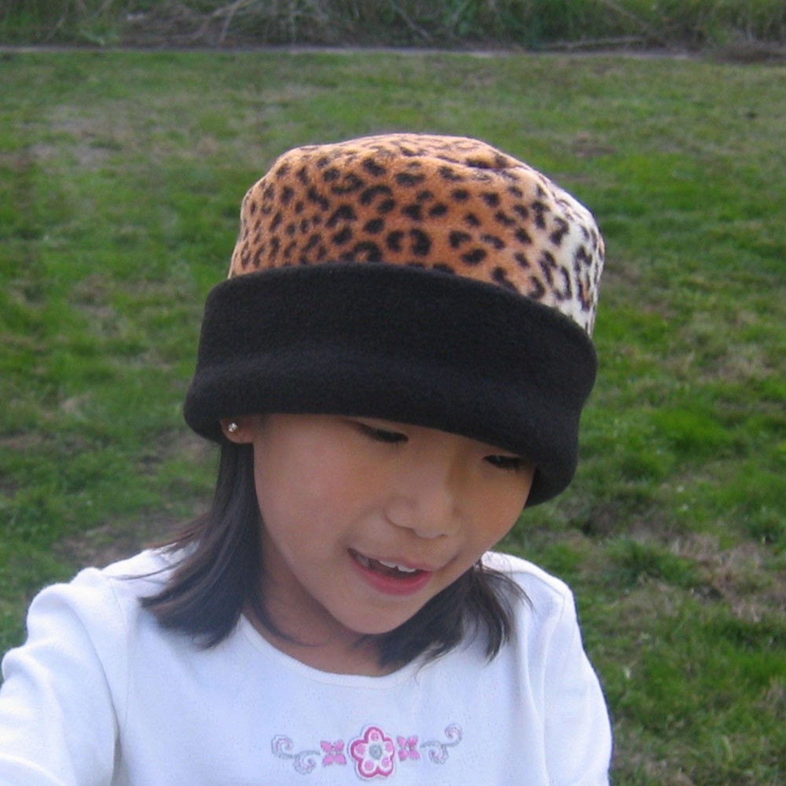 Children Girls Fleece Hat Leopard Print Pillbox Fleece Hat | Etsy