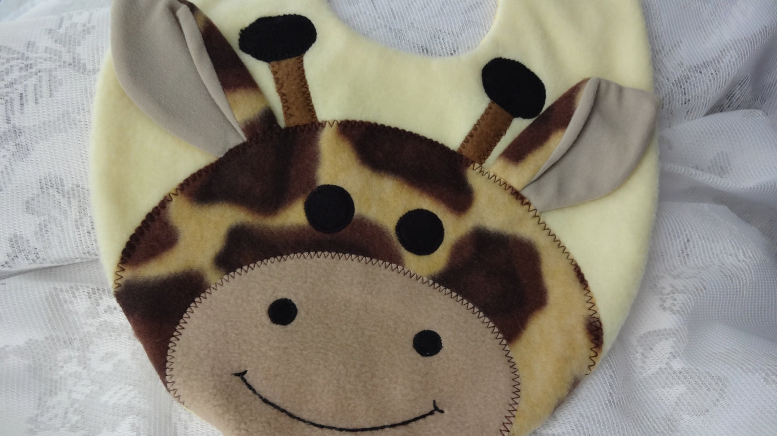 Giraffe Bib, Infant Baby Bib, Animal Reversible Fleece Bib, Animal Bib ...