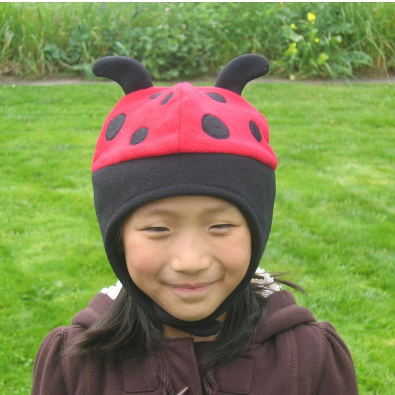 Lady Bug Fleece Hat With Strap – Baby, Toddler, and Adult Sizes - Etsy