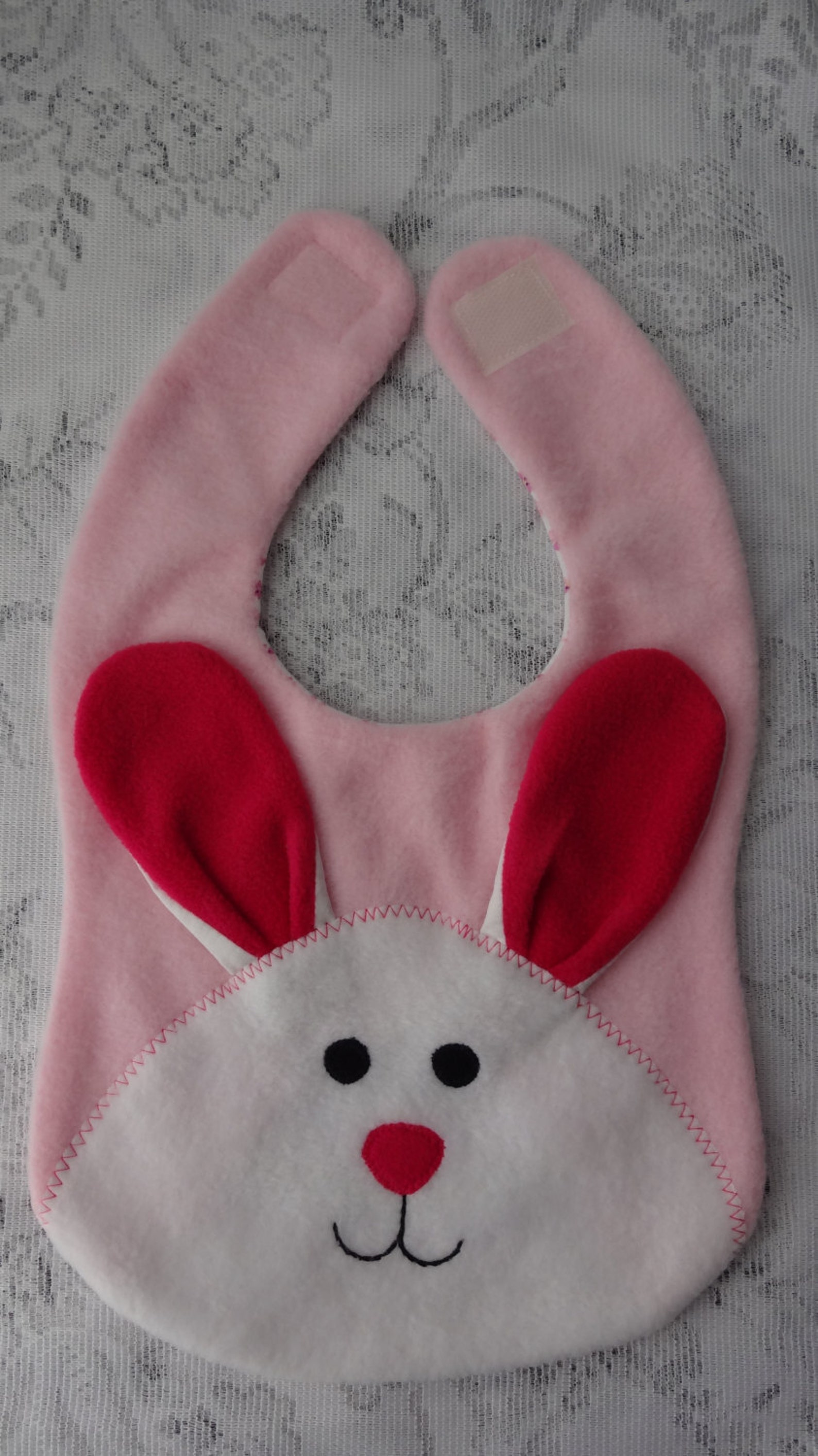 Bunny Bib, Infant Baby Bib, Animal Reversible Fleece Bib, Animal Bib ...