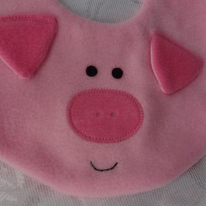 Pig Bib, Infant Baby Bib, Animal Reversible Fleece Bib, Animal Bib ...