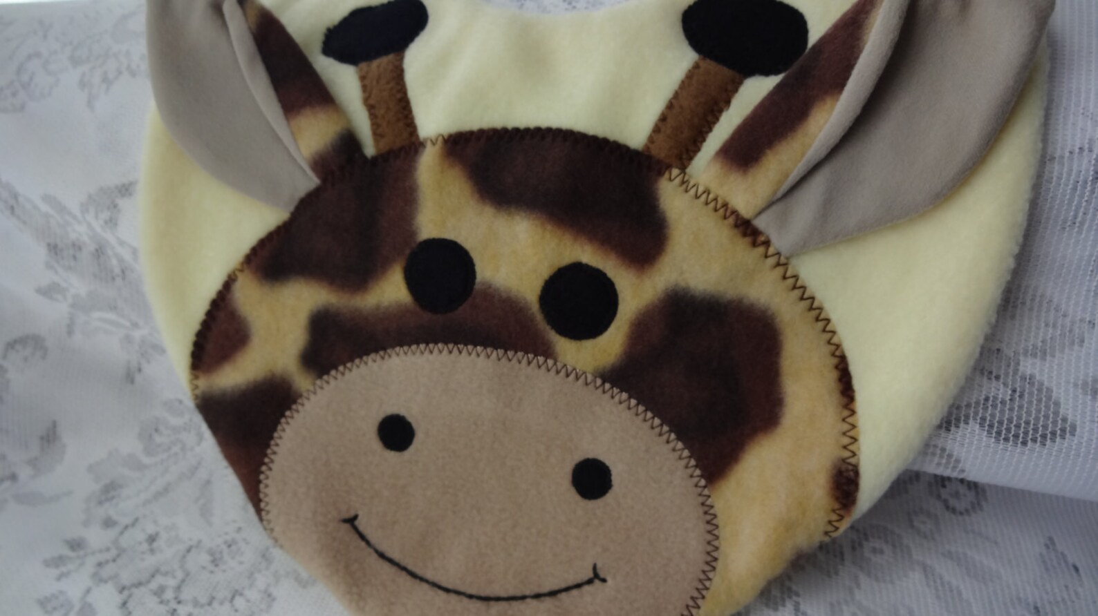 Giraffe Bib, Infant Baby Bib, Animal Reversible Fleece Bib, Animal Bib ...