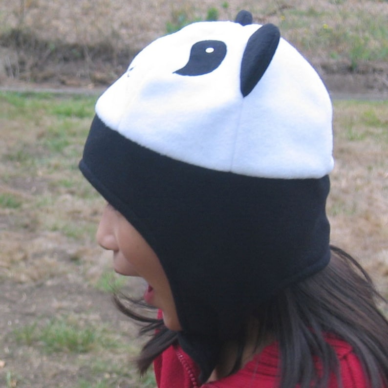 Panda Fleece Hat With Strap Baby Toddler Children Adult - Etsy