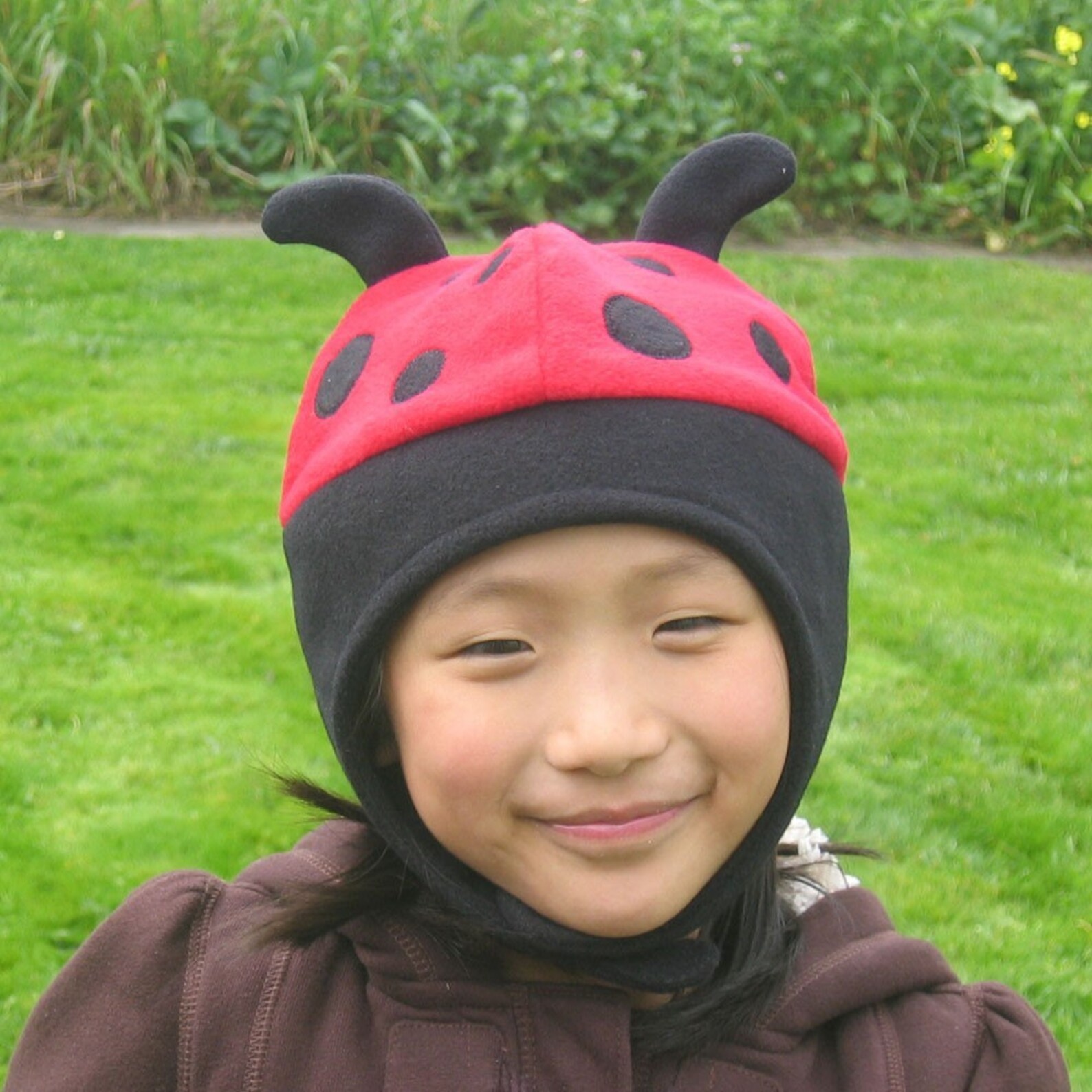 Lady Bug Fleece Hat With Strap – Baby, Toddler, and Adult Sizes - Etsy