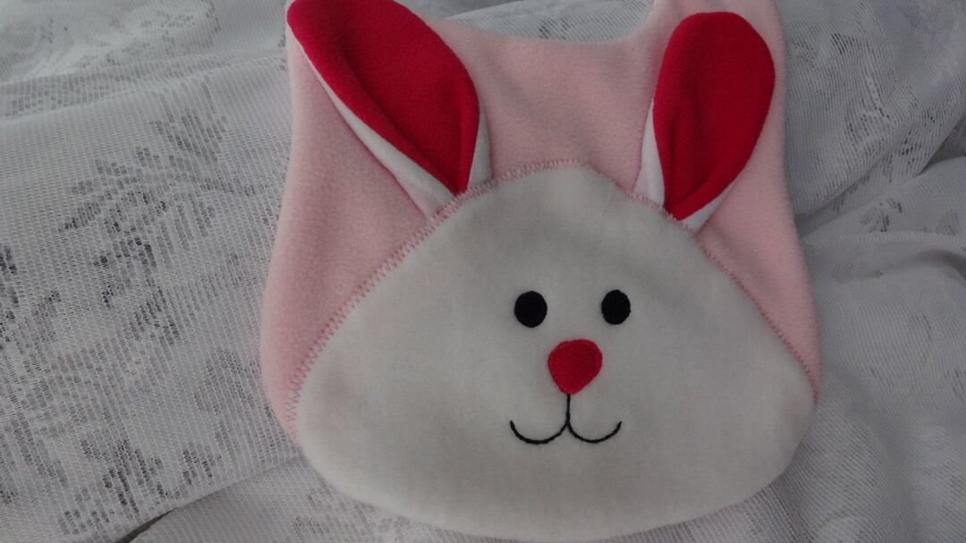 Bunny Bib, Infant Baby Bib, Animal Reversible Fleece Bib, Animal Bib ...