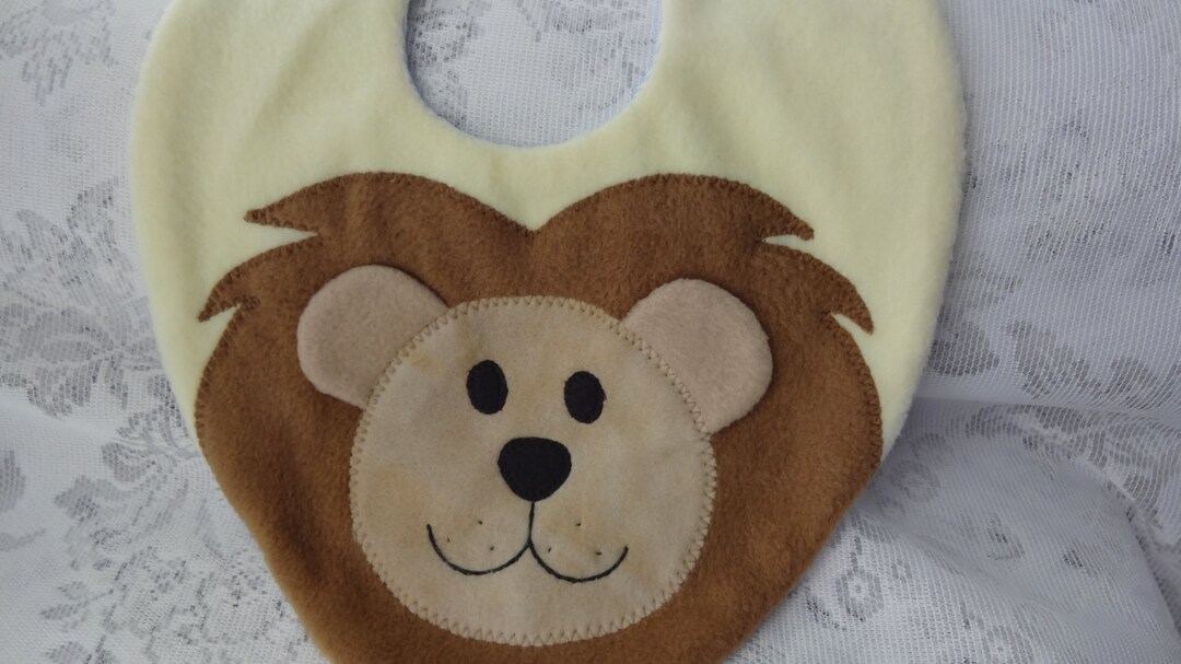 Lion Bib, Infant Baby Bib, Animal Reversible Fleece Bib, Animal Bib ...