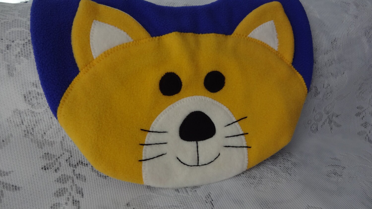 Cat Bib, Infant Baby Bib, Animal Reversible Fleece Bib, Animal Bib ...