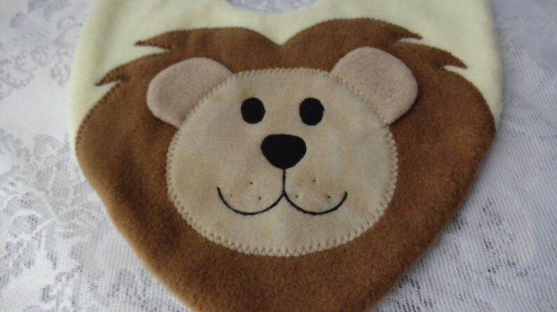 Lion Bib, Infant Baby Bib, Animal Reversible Fleece Bib, Animal Bib ...