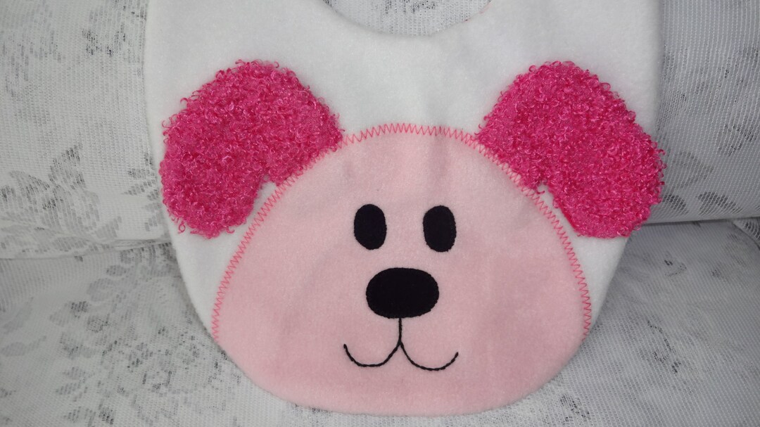 Puppy Bib, Infant Baby Bib, Animal Reversible Fleece Bib, Animal Bib ...