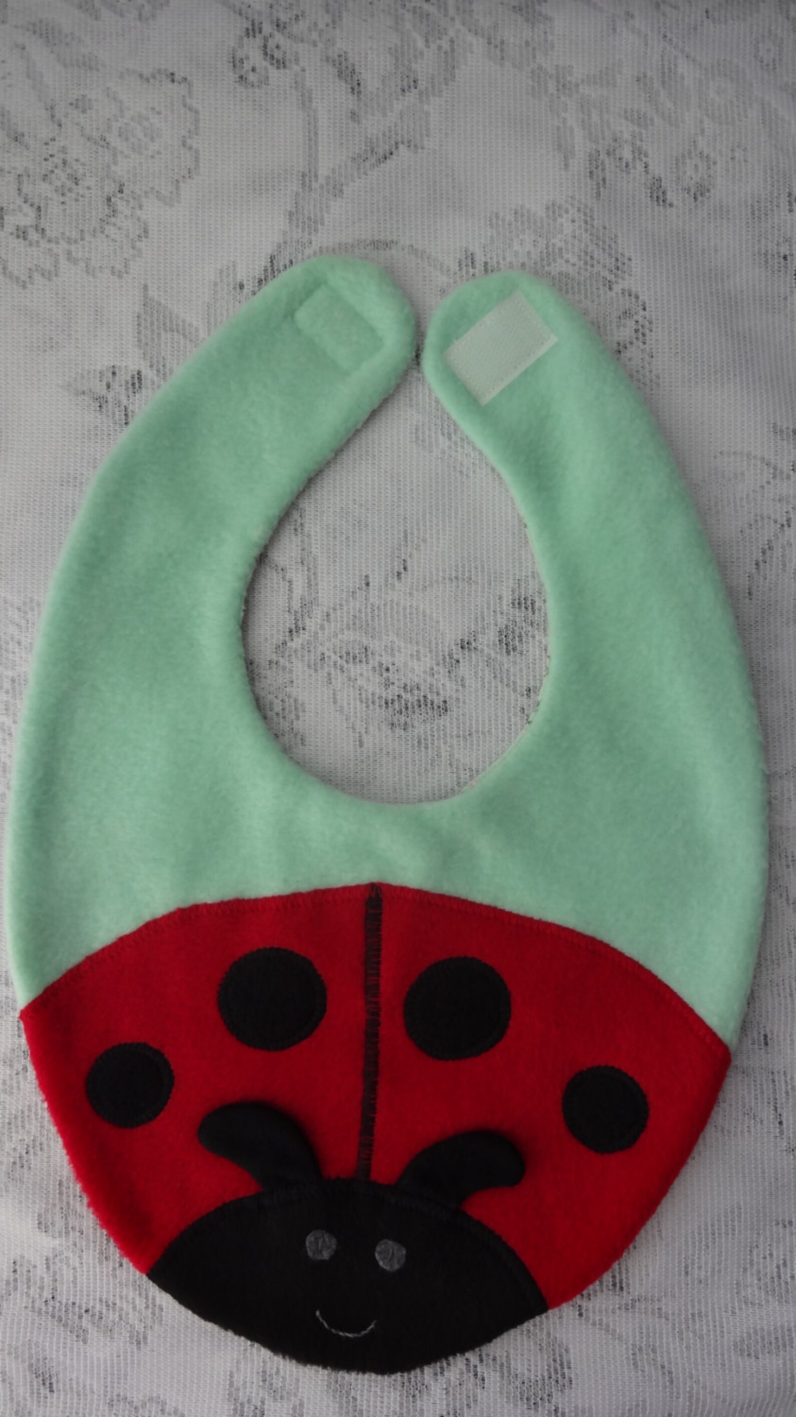 Lady Bug Bib, Infant Baby Bib, Animal Reversible Fleece Bib, Animal Bib ...