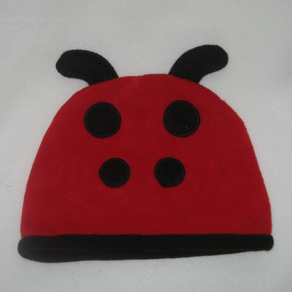 Lady Bug Fleece Hat - Newborn, Infant, Baby, Toddler, Girl Children ...