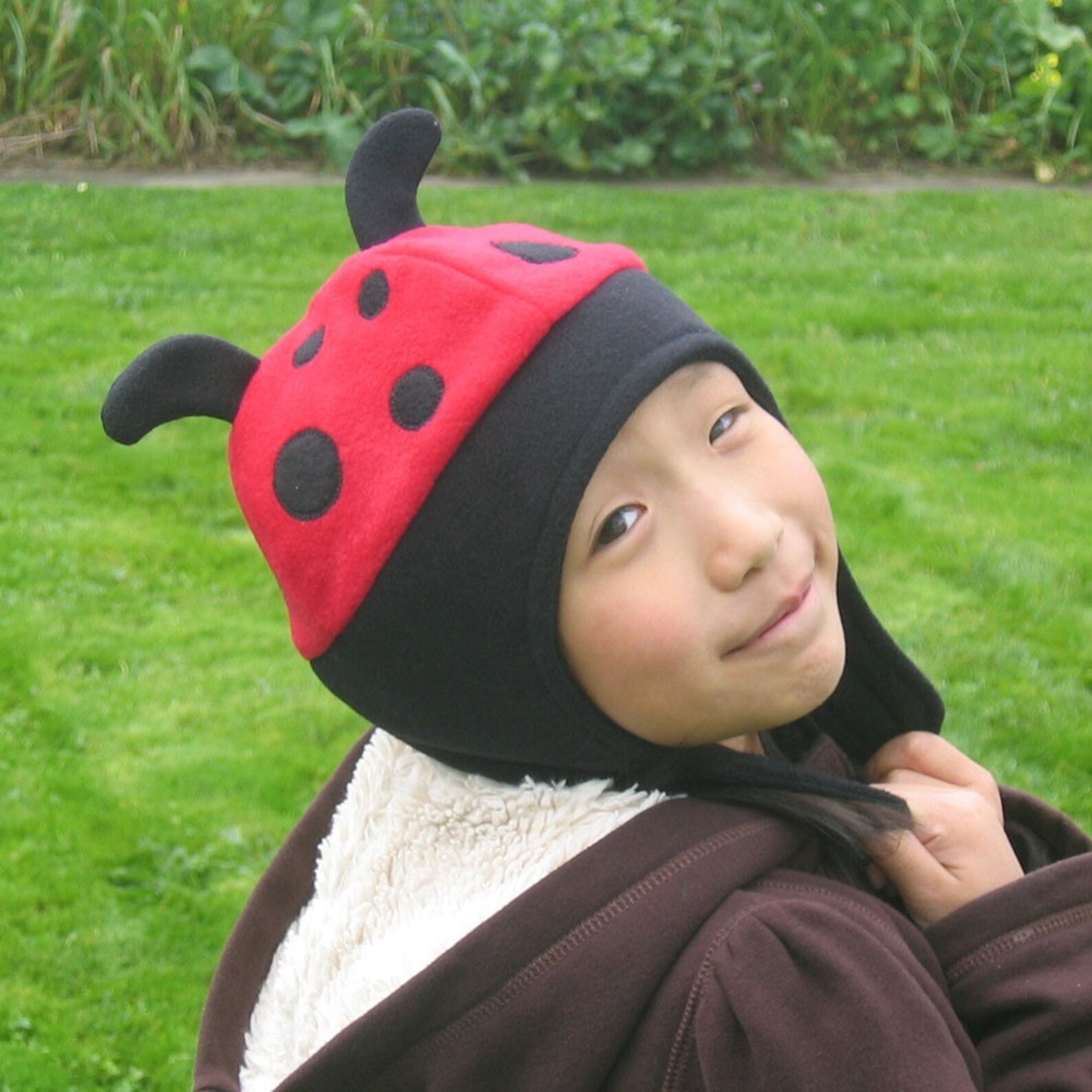 Lady Bug Fleece Hat With Strap – Baby, Toddler, and Adult Sizes - Etsy
