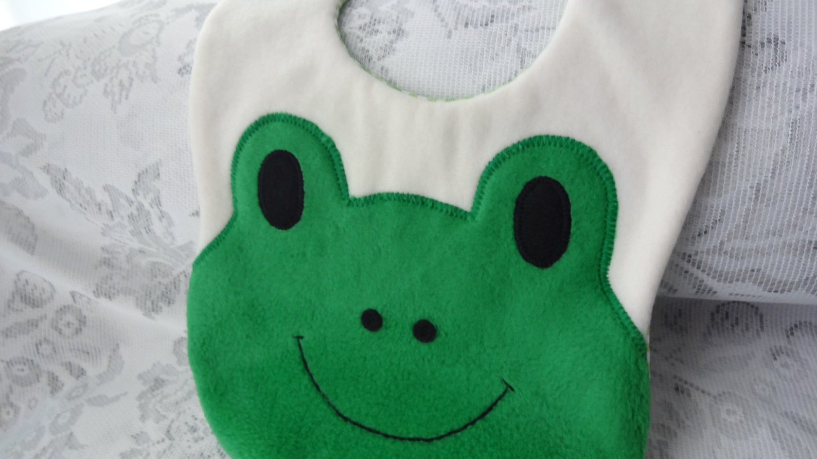 Frog Bib, Infant Baby Bib, Animal Reversible Fleece Bib, Animal Bib ...