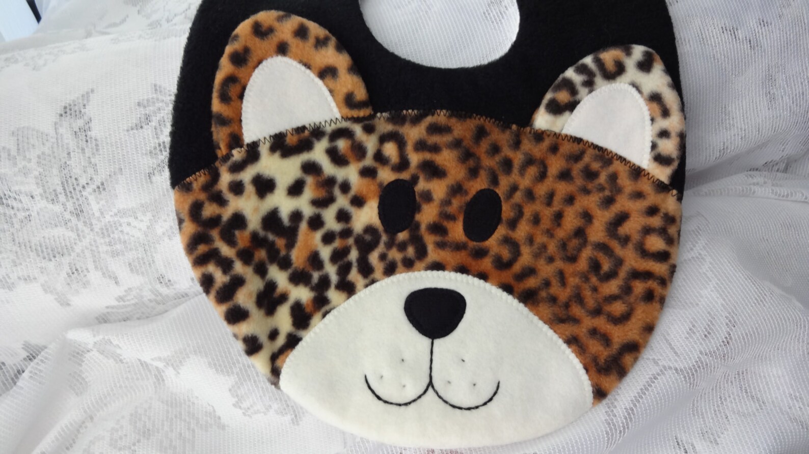 Leopard Bib, Infant Baby Bib, Animal Reversible Fleece Bib, Animal Bib ...