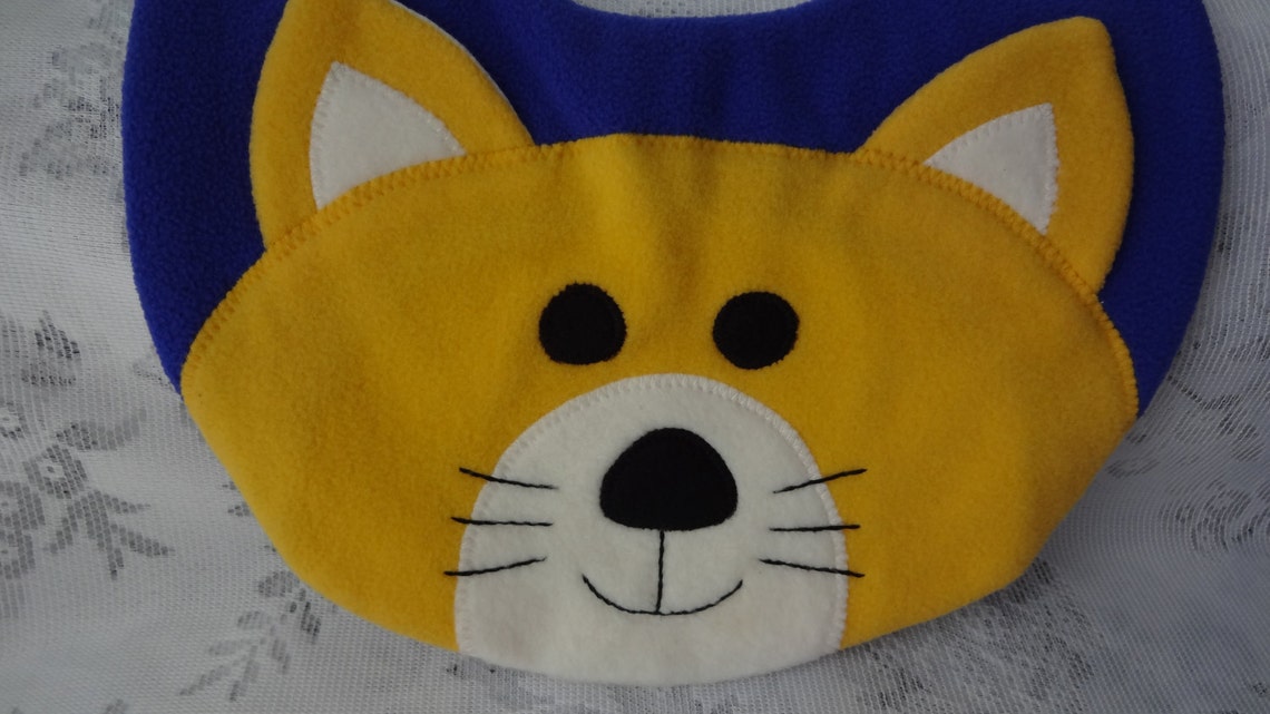 Cat Bib Infant Baby Bib Animal Reversible Fleece Bib Animal - Etsy