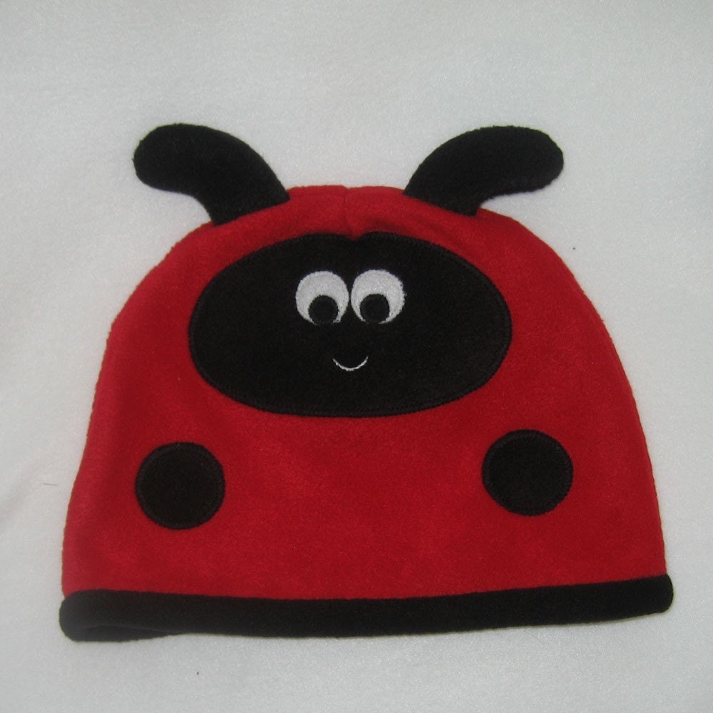 Lady Bug Fleece Hat - Newborn, Infant, Baby, Toddler, Girl Children ...