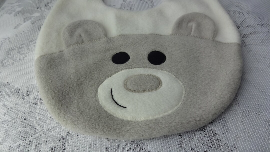 Bear Bib, Infant Baby Bib, Animal Reversible Fleece Bib, Animal Bib ...