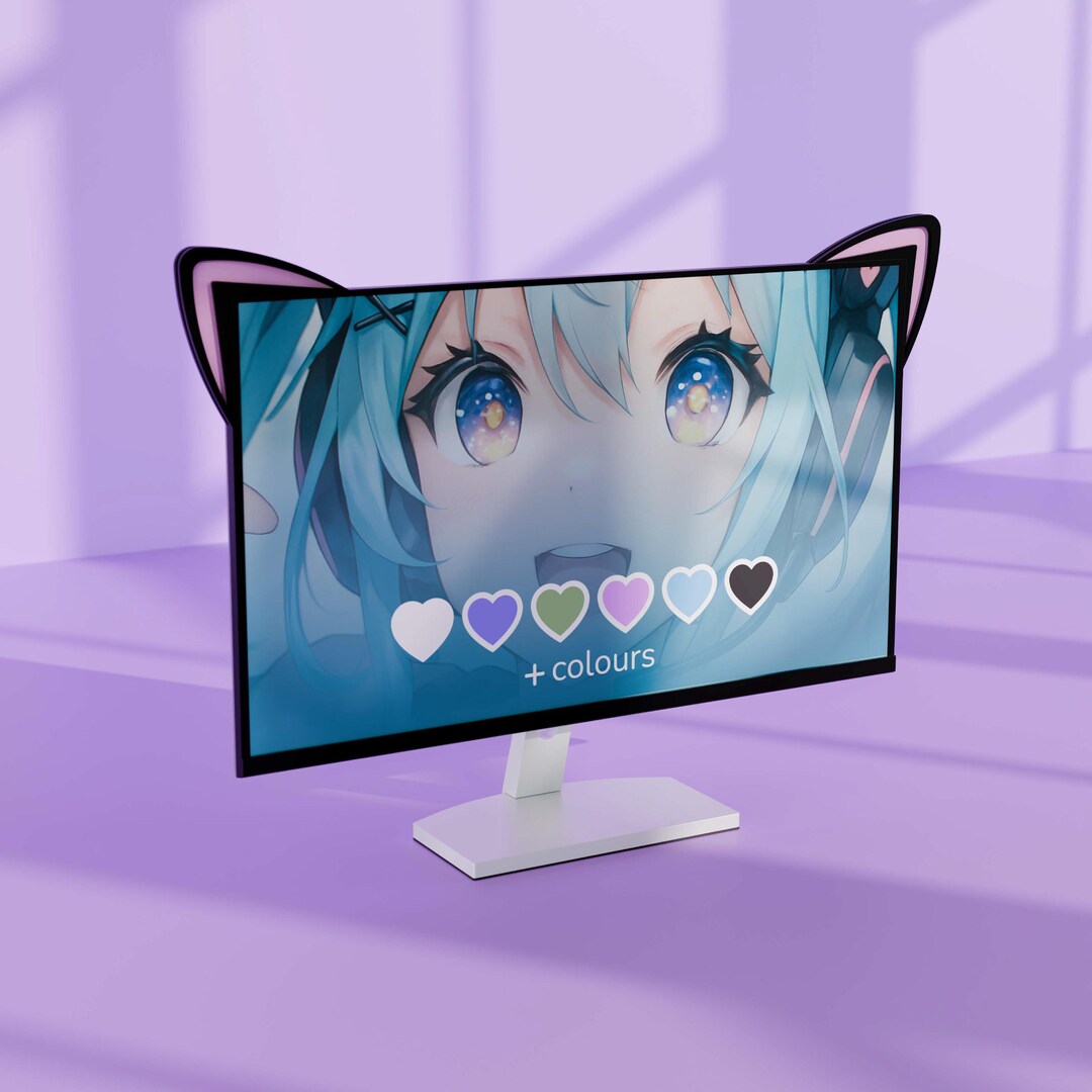 Kawaii Cat Ear for Monitors - PC Accessories, Cute PC Setup, Gaming ...