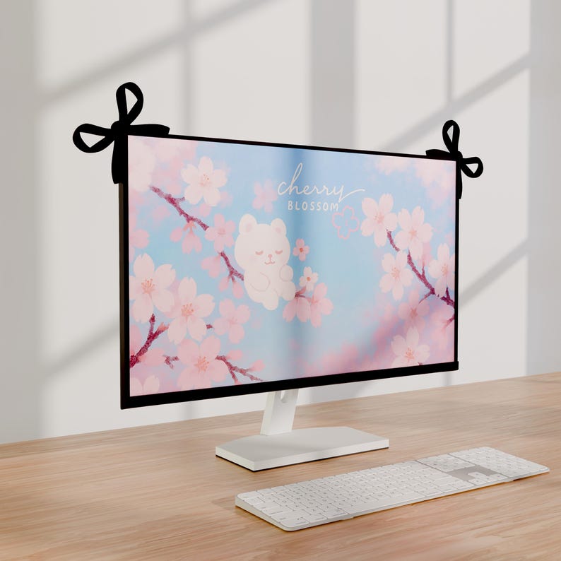 Kawaii Monitor Bows – Coquette Décor, Cute Desk Setup, Pink Gaming ...