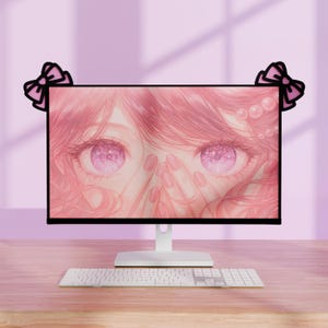 Kawaii Monitor Bows (pair) – Cute Screen Ears for Aesthetic Desk Setup ...
