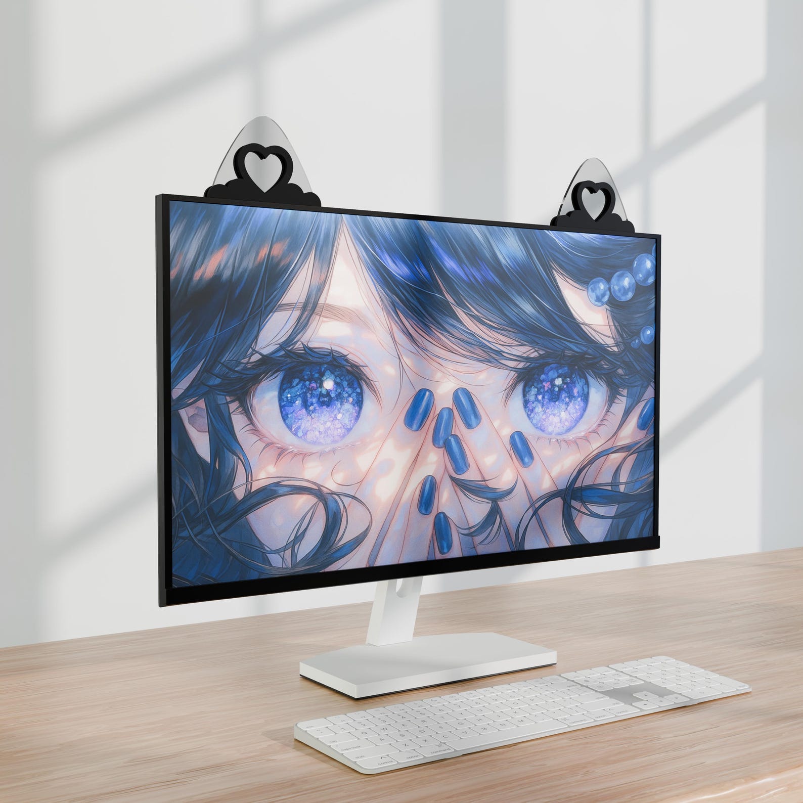 Monitor Decoration - Heart Cat Ear Monitor - Computer Accessories Desk ...