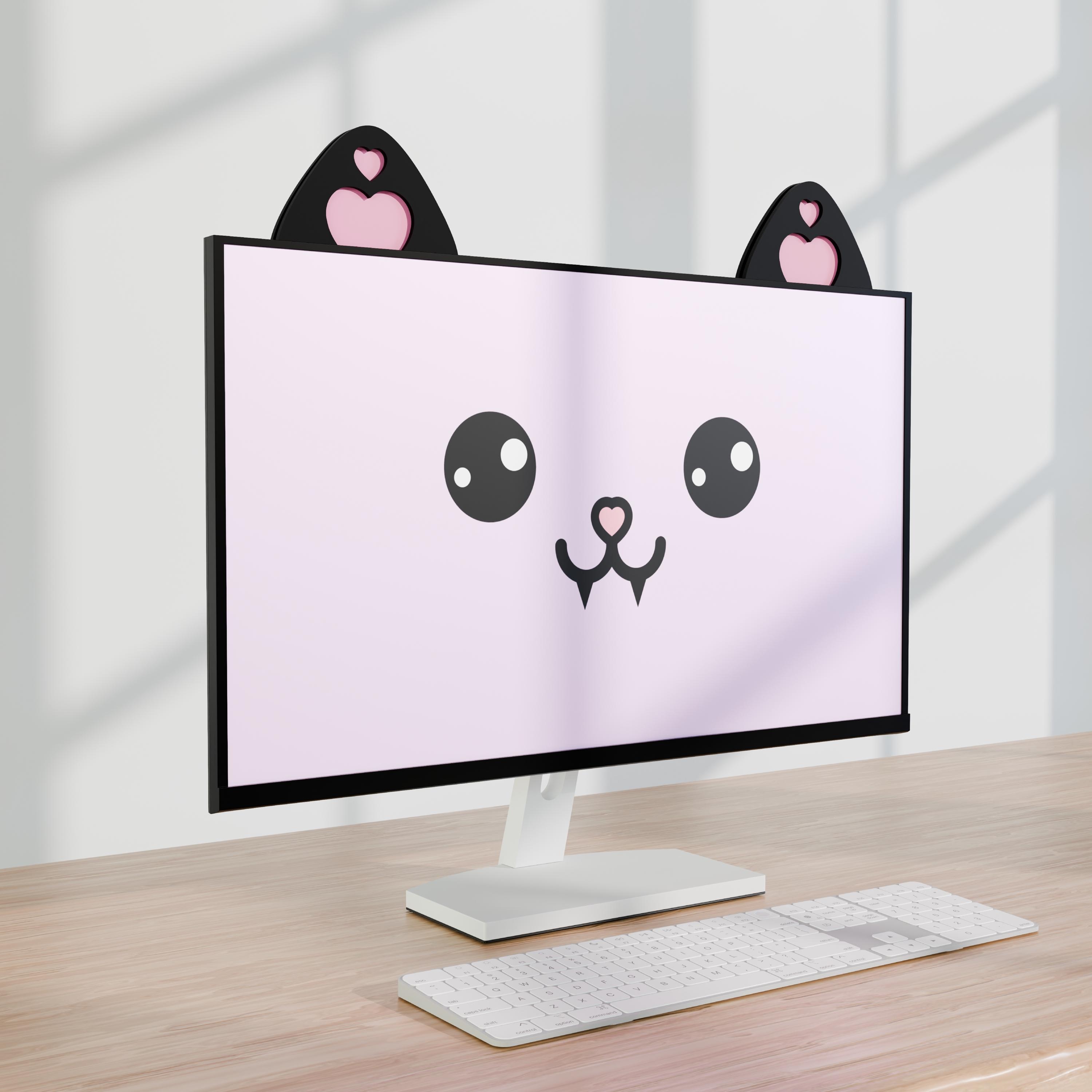Kawaii Cat Ears, Monitor Screen Topper, PC Gaming Desk Decor - Etsy UK