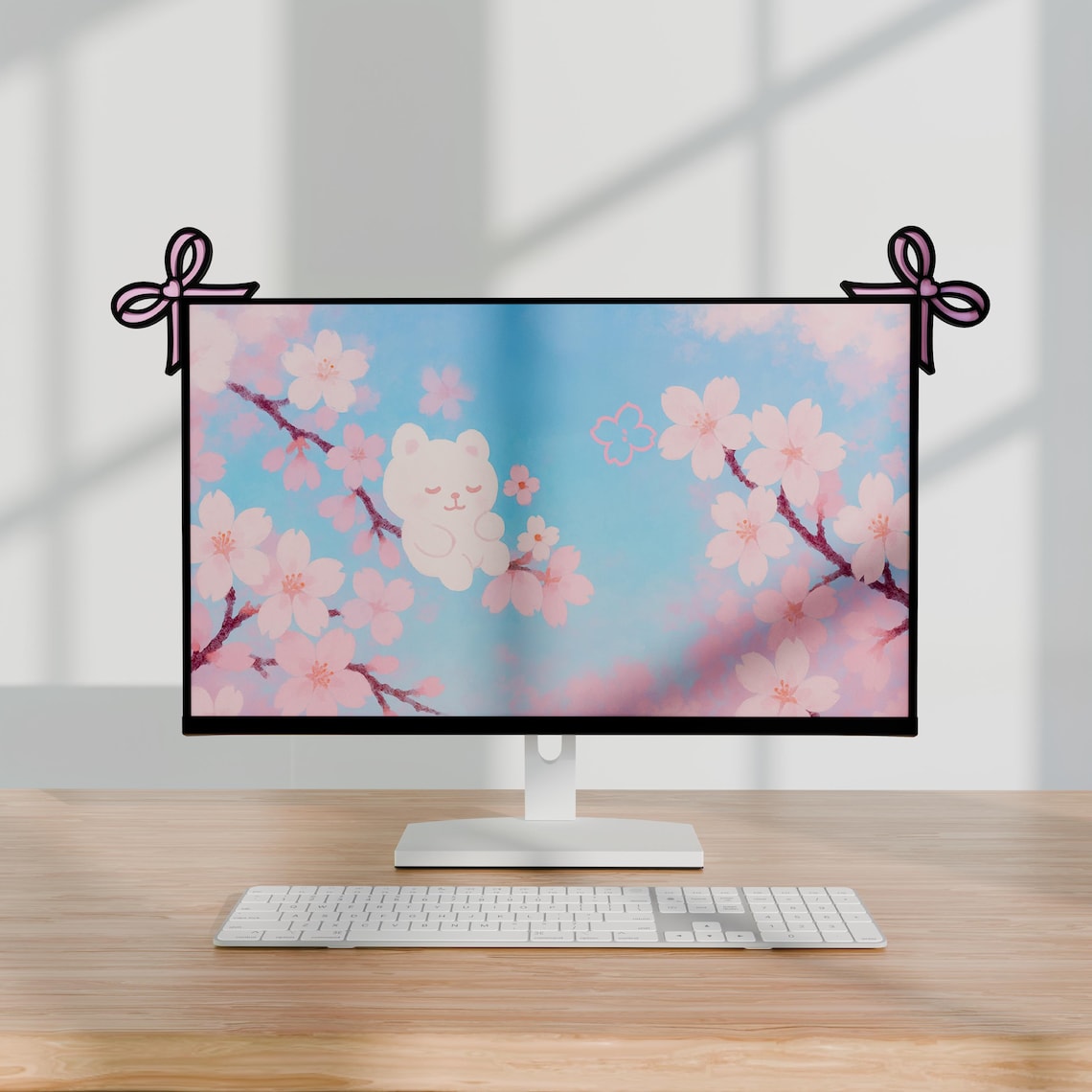 Kawaii Monitor Bows (pair) – Coquette Bows, Pink Gaming Décor, Pastel ...