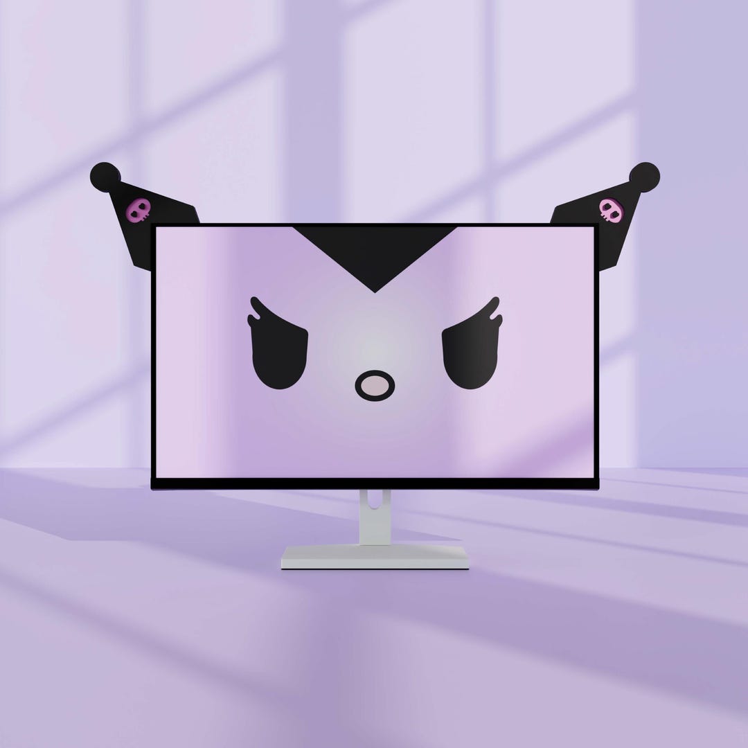 Kuromi Screen Ears - Kawaii Desk Décor, PC Accessories, Gothic Cute ...